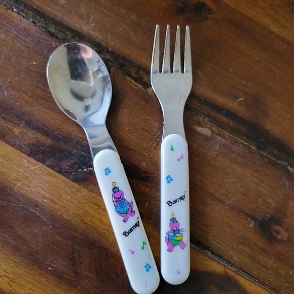 the lyons group | Other | Barney The Dinosaur Baby Spoon And Fork ...